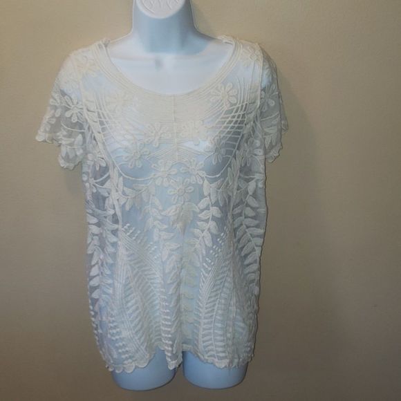 Knapp Studio | Tops | Knapp Studio Lace Shirt Off White Large | Poshmark